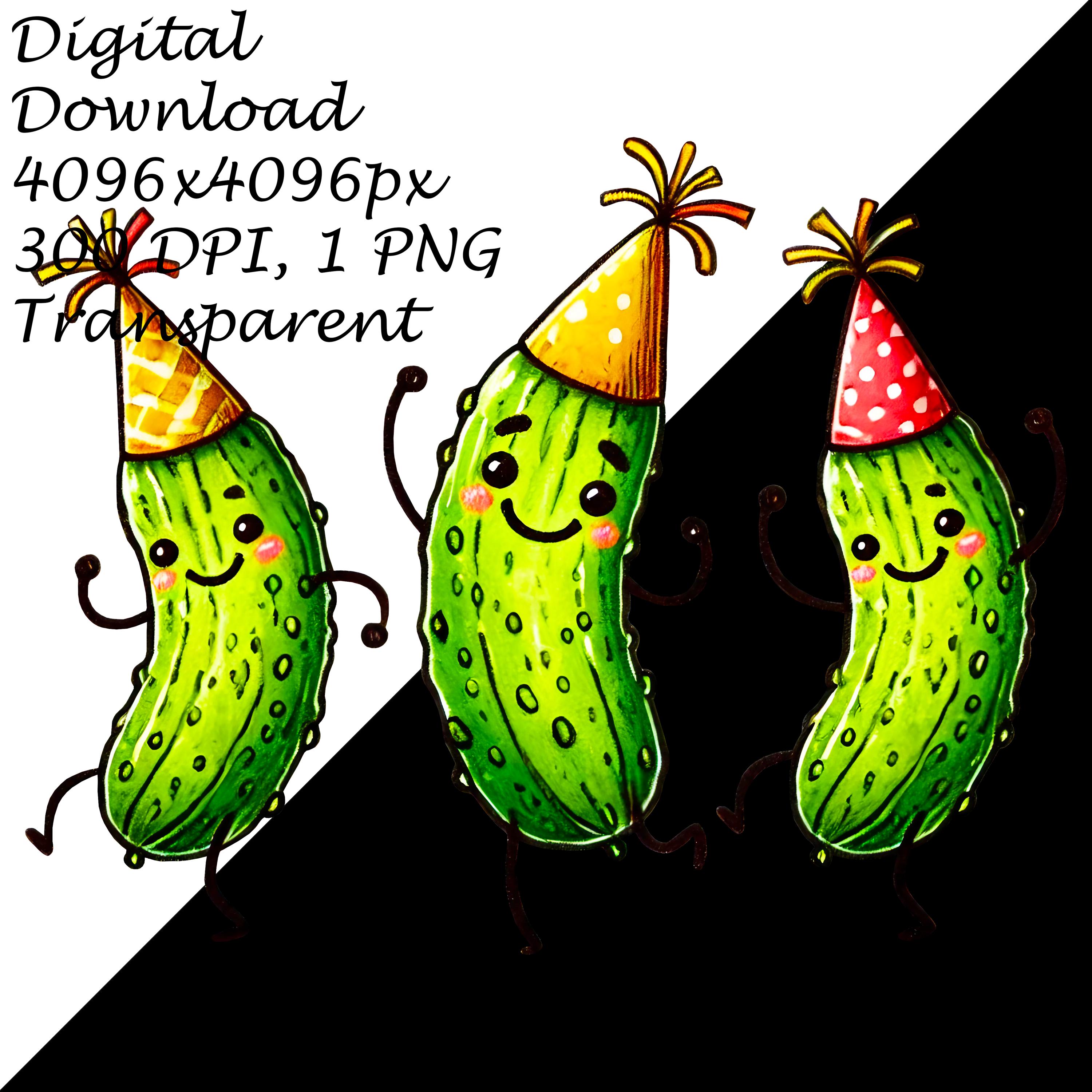 Dancing Pickles Clipart | Transparent PNG | Party Hat Pickle ...