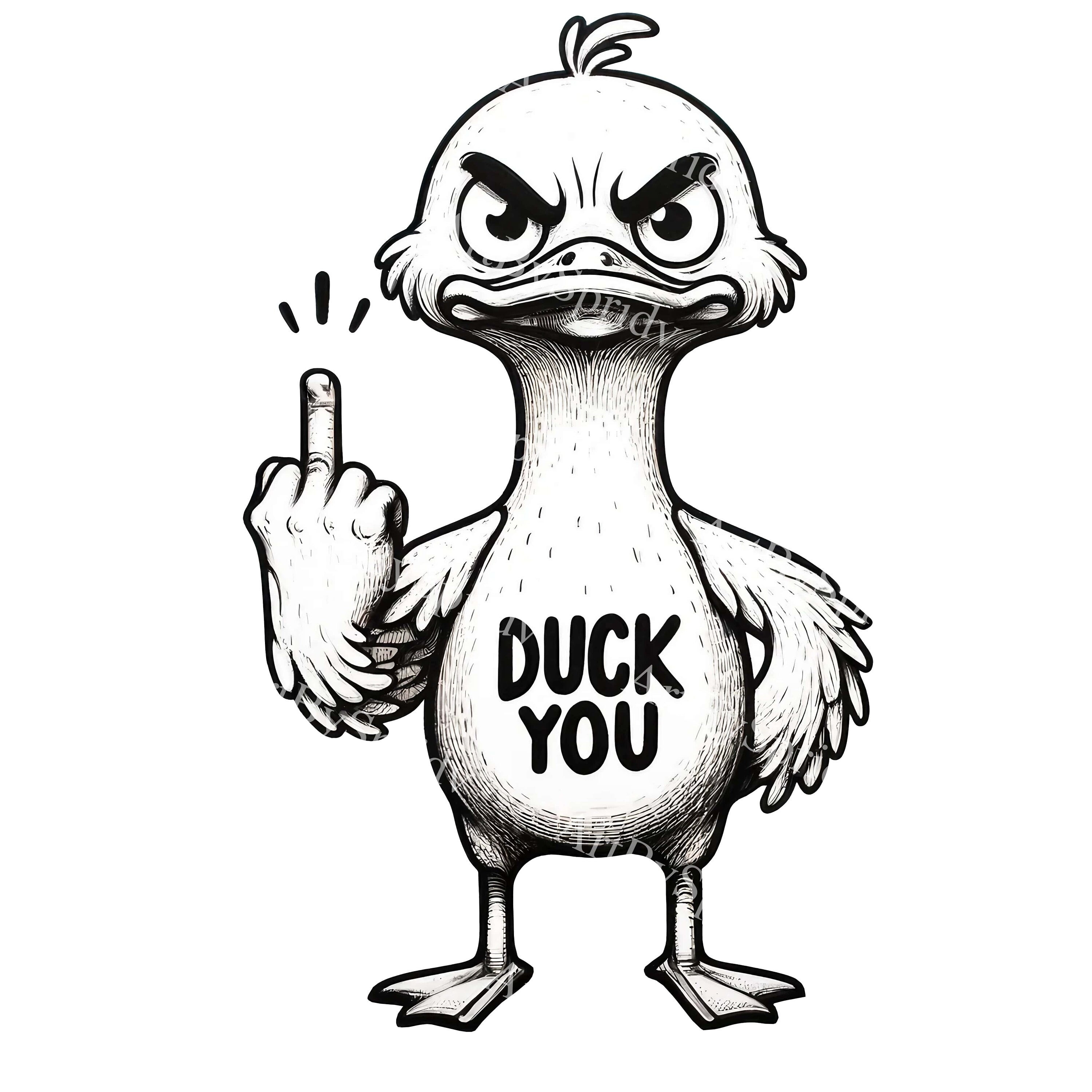 Rebellious Duck Clipart - Hand-drawn Attitude Duck Png,digital Download ...