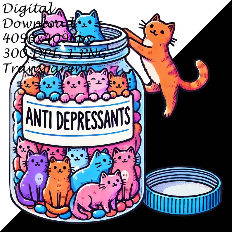 Whimsical Cats Antidepressants PNG Clipart, Cute Kitten Clip Art ...