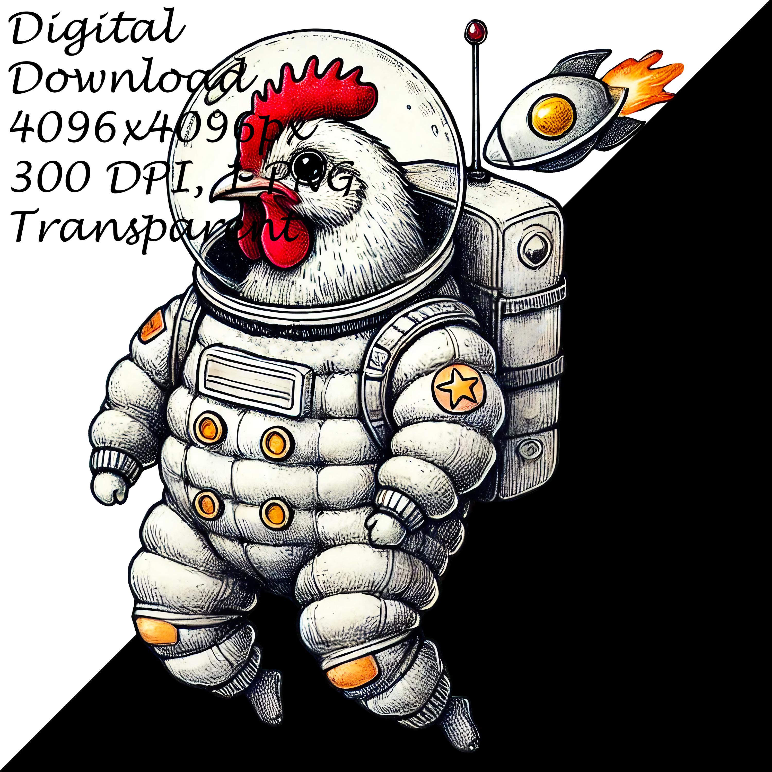 Chicken Astronaut PNG, Space Rooster Clipart for T-shirt Sublimation ...