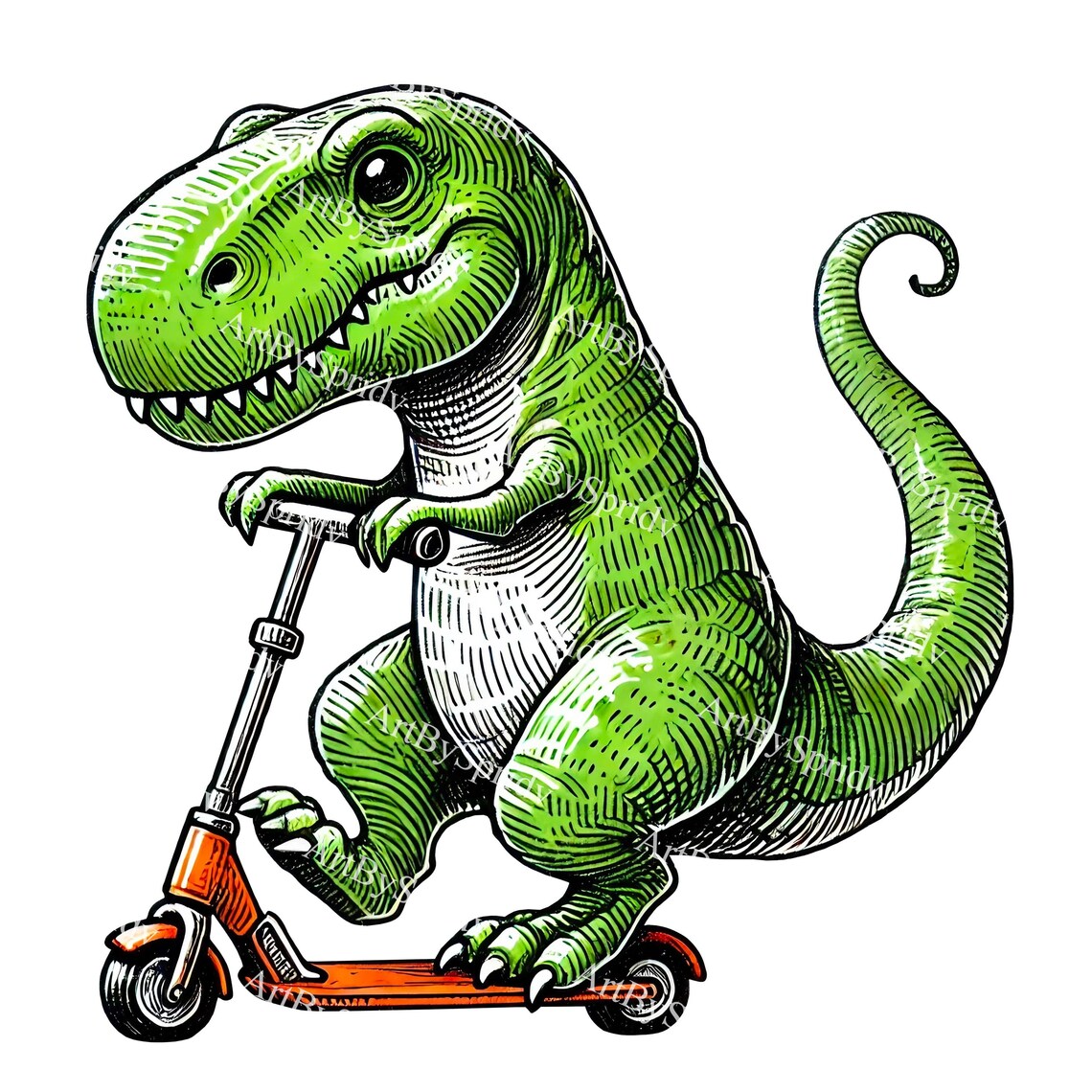 Funny T-rex on Scooter PNG Clipart-cartoon Dinosaur Riding Scooter ...