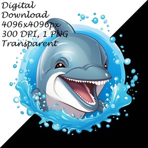 Playful Dolphin PNG Clipart | Cute Smiling Dolphin With Water Splash ...