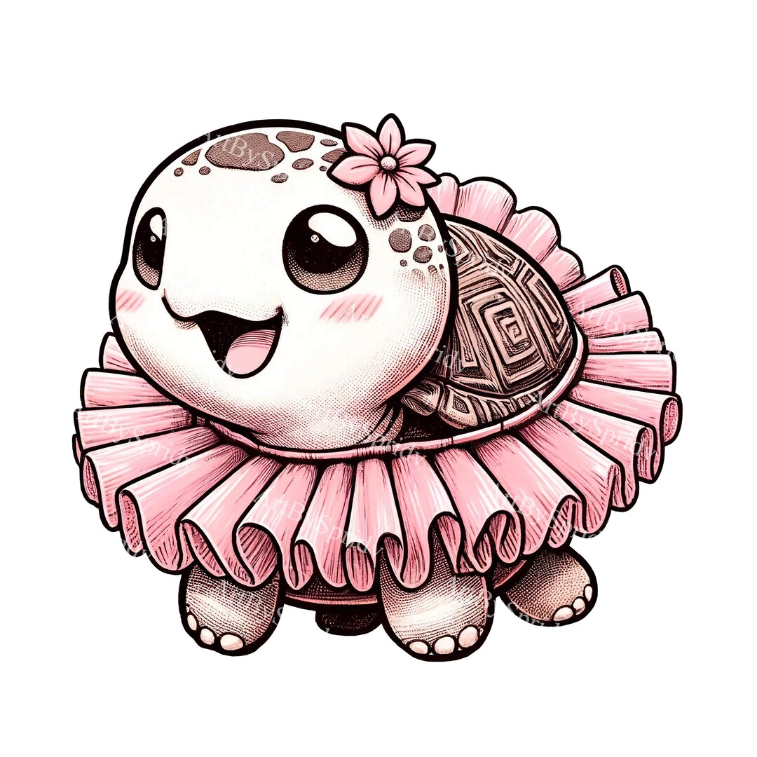Turtle in Pink Tutu Clipart | Cute Animal Digital Download | Kids Room ...