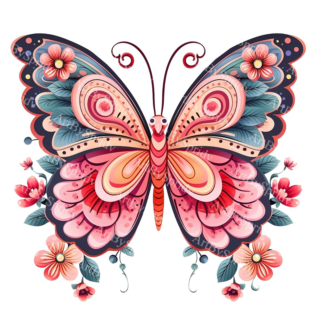 Cute Flower Butterfly Transparent PNG Clipart Kid/adult - Etsy