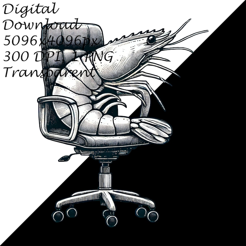 Funny Shrimp PNG Clipart - Shrimp Sitting on Office Chair - Quirky ...