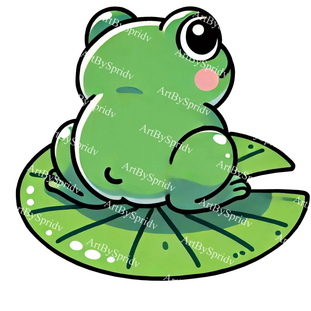 Frog Sitting on Lily Pad PNG Clipart, Cute Amphibian for T-shirt ...