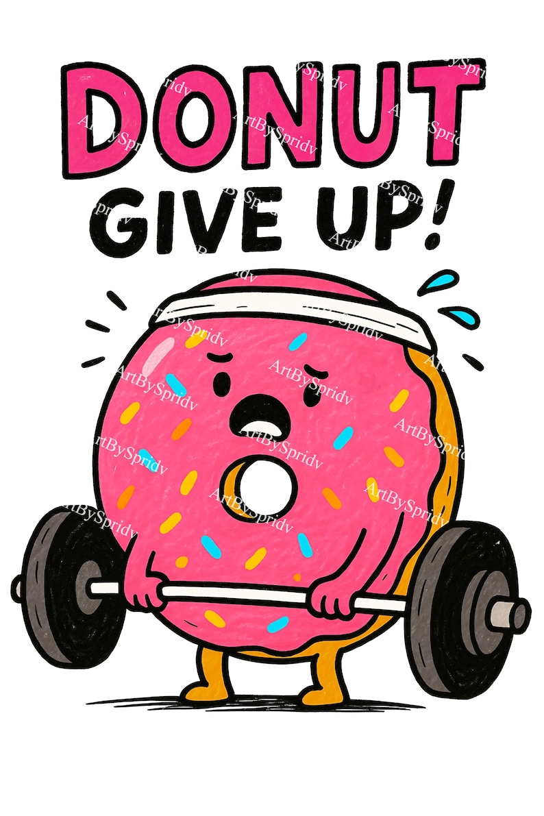 Donut Workout PNG, Tee Sublimation Design, Cute Gym Fitness Clipart ...