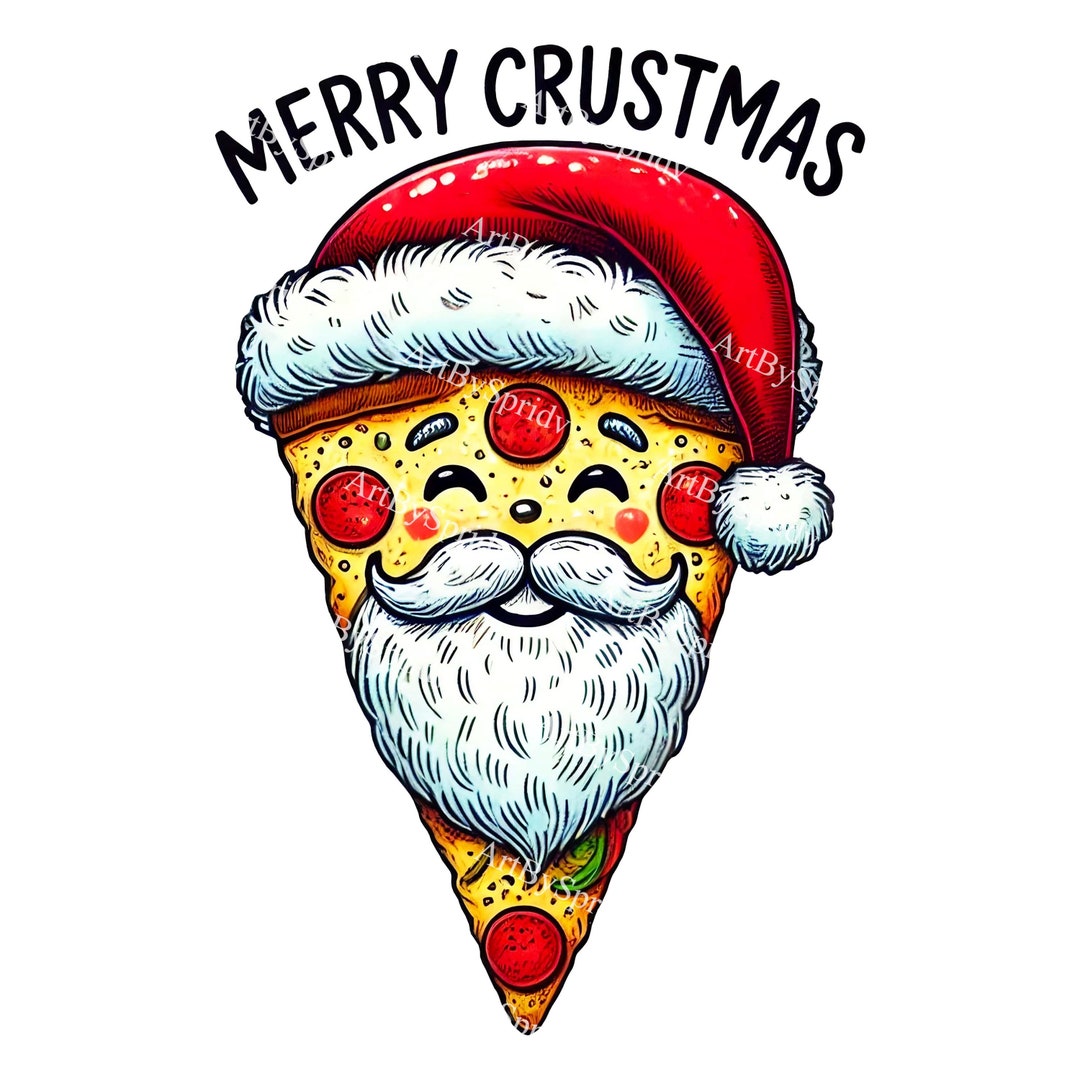 Funny Merry Crustmas Pizza Santa PNG Clipart, Merry Xmas Pizza Slice ...