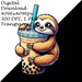 Adorable Sloth Boba Tea Clipart - Cute Animal With Bubble Tea, Digital ...