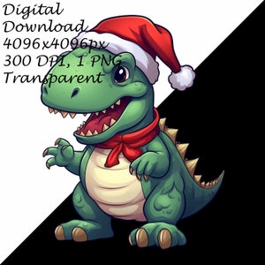 4 Pack T-rex Christmas Dinosaur With Santa Hat Transparent PNG Clipart ...