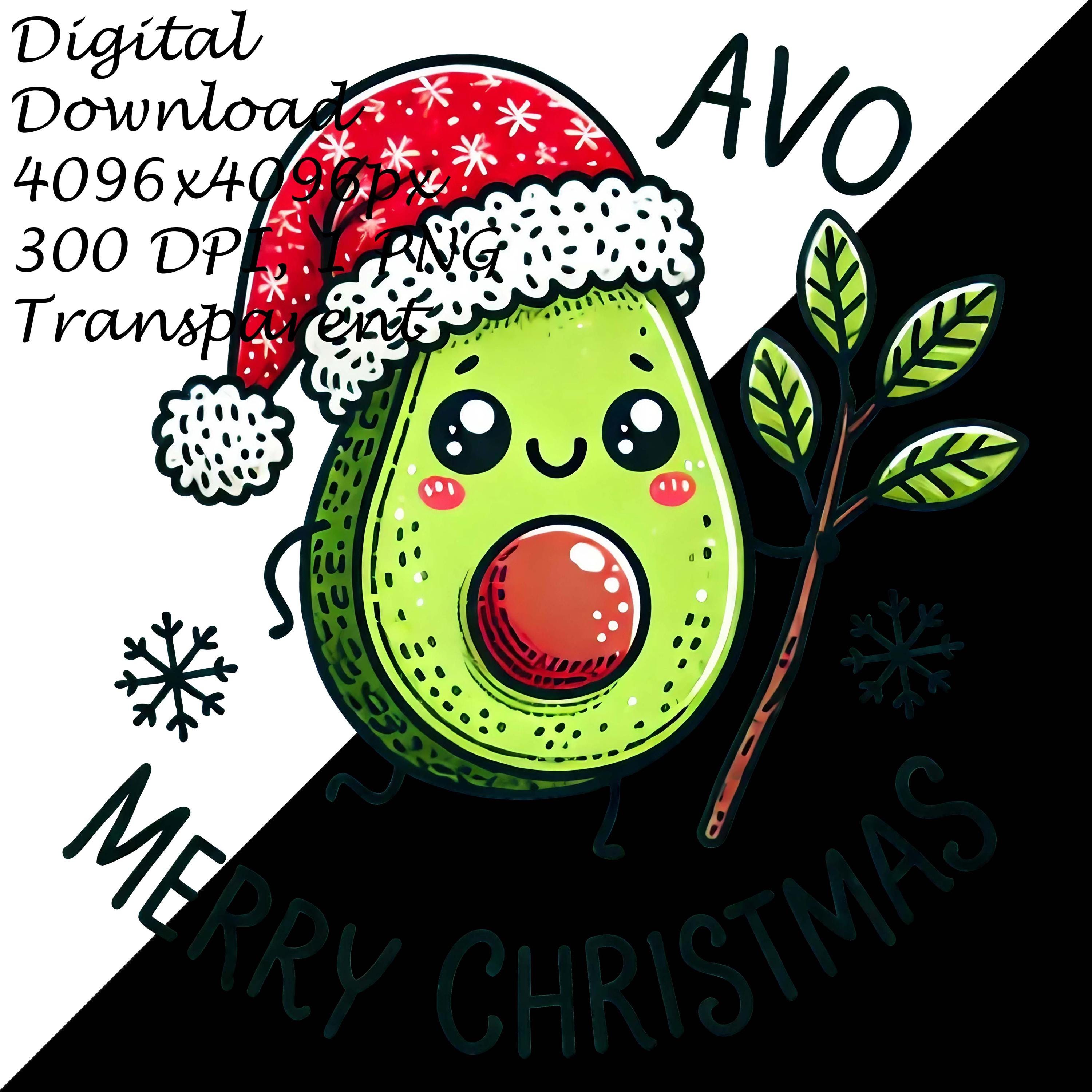 Festive Christmas Avocado Clipart PNG, Cute Kawaii Avocado With Santa ...