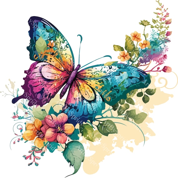 Free Clip Art Butterflies And Flowers