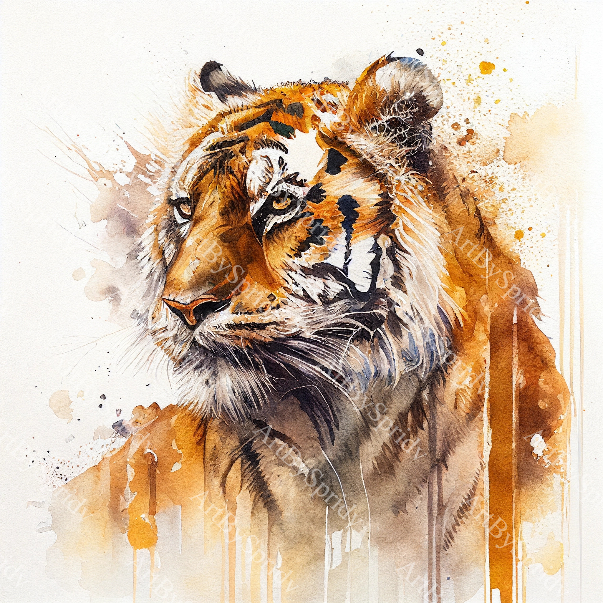 Watercolor Tiger Printable Art Print Instant Download Poster - Etsy