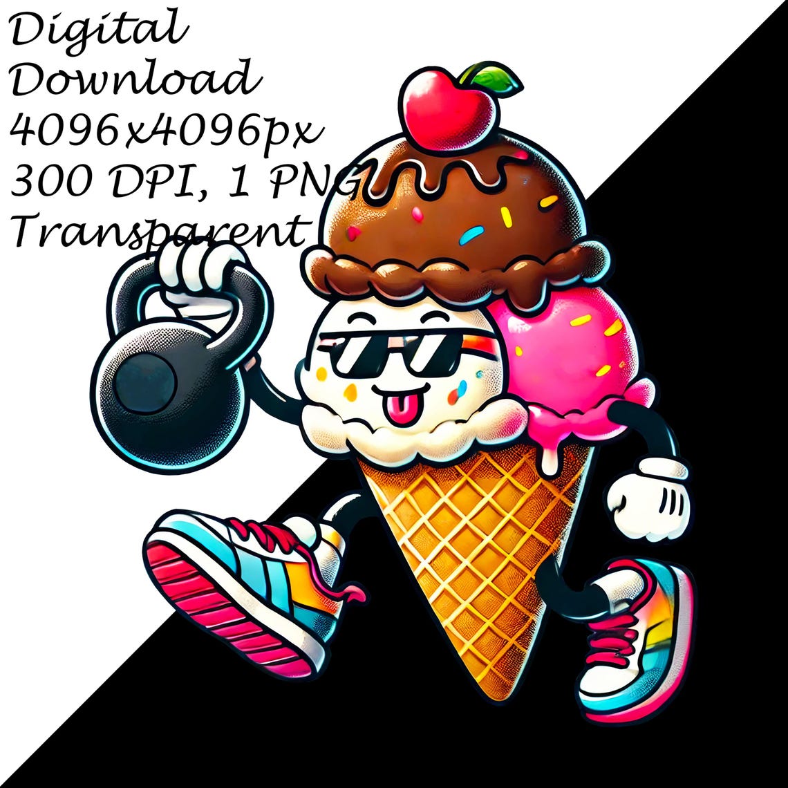 Funny Ice Cream Cone Cartoon PNG Clipart | Cute Fitness Ice Cream ...