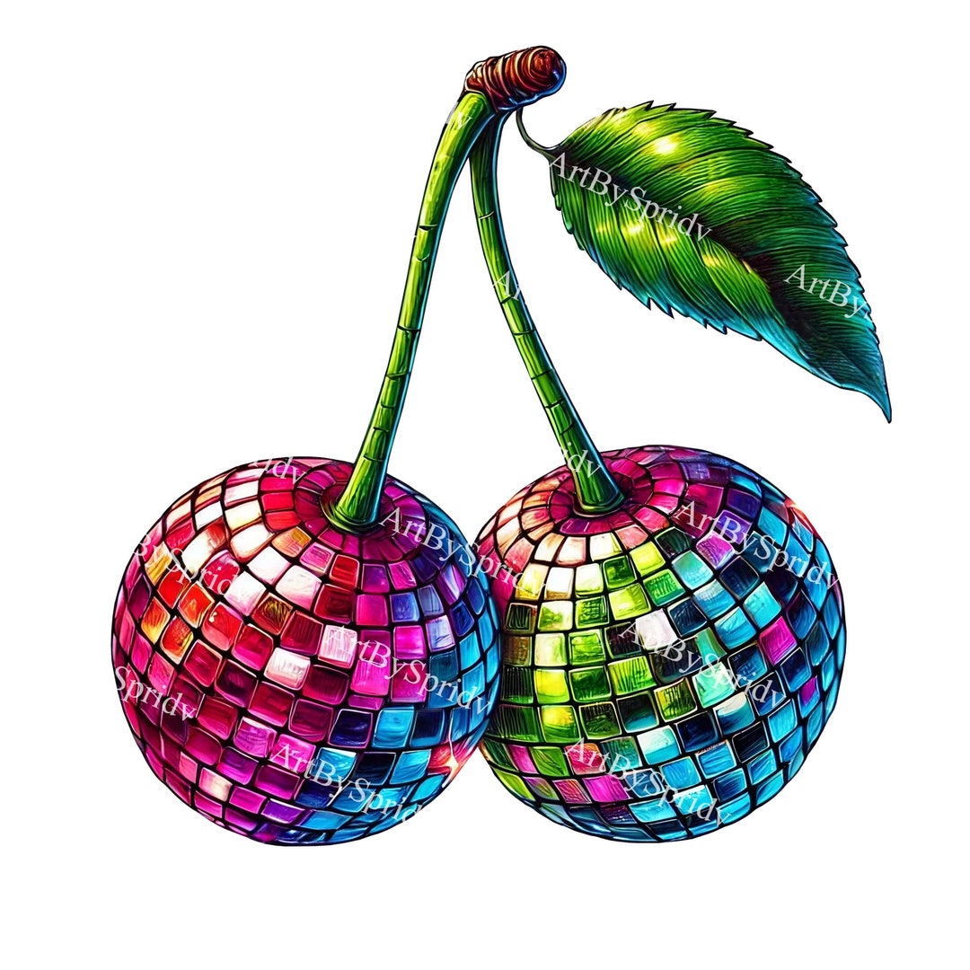 Retro Cherry Disco Ball PNG Clipart, Digital for Party Decor, Funky 70s ...