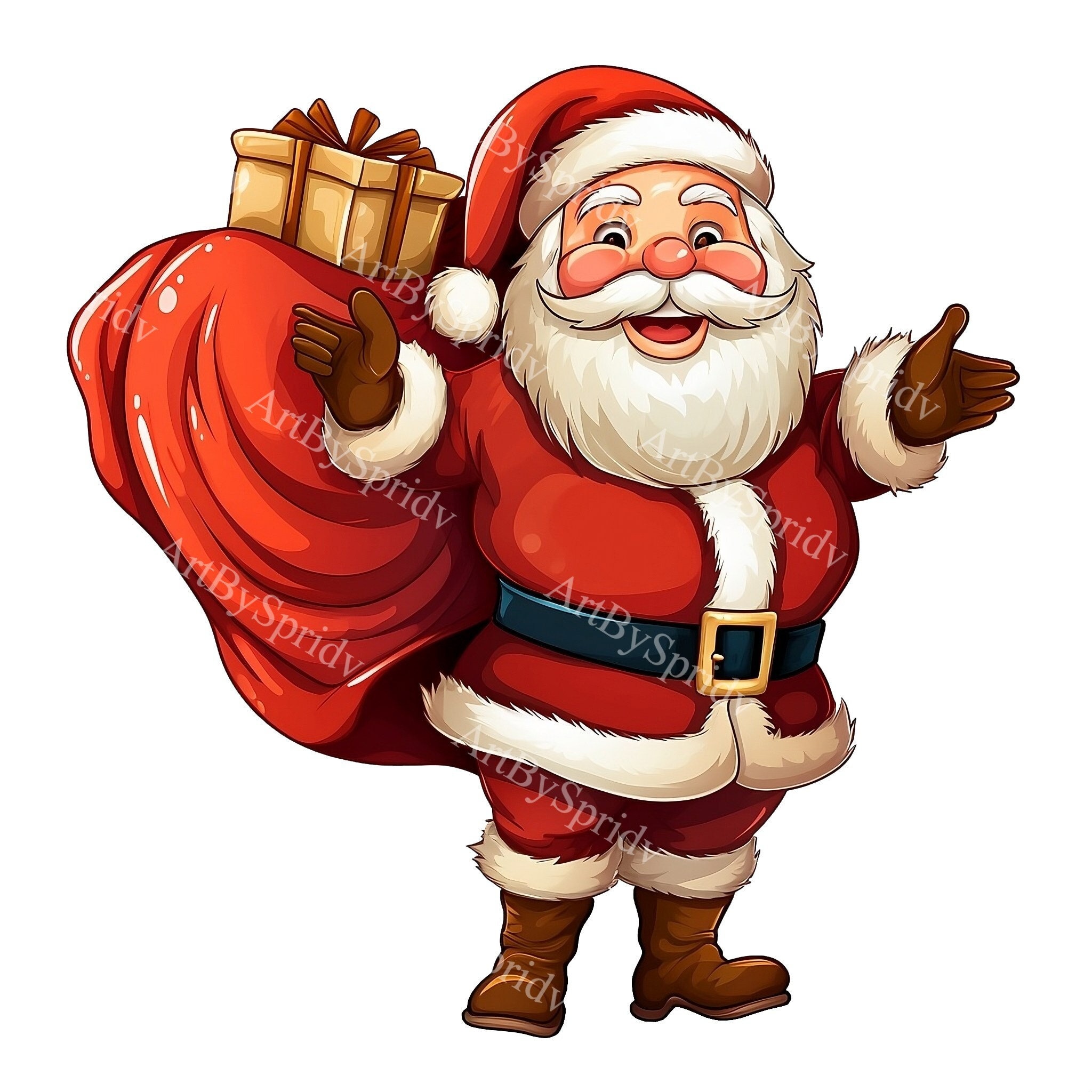 Cute Vintage Christmas Santa With Hat&gift Transparent PNG Clipart, Kid ...