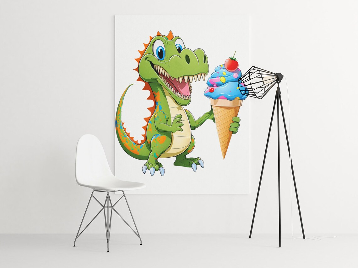 T-rex Dinosaur With Ice Cream Clipart,transparent PNG Clip Art,digital ...