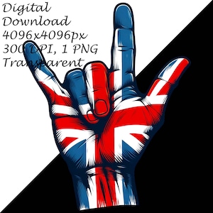 Union Jack British Flag Hand Gesture Clipart, UK Patriotic Digital Art ...