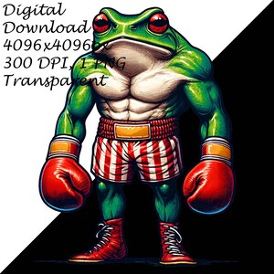 Strong Muscular Frog With Boxing Gloves PNG Clipart, Cartoon Animal Art ...