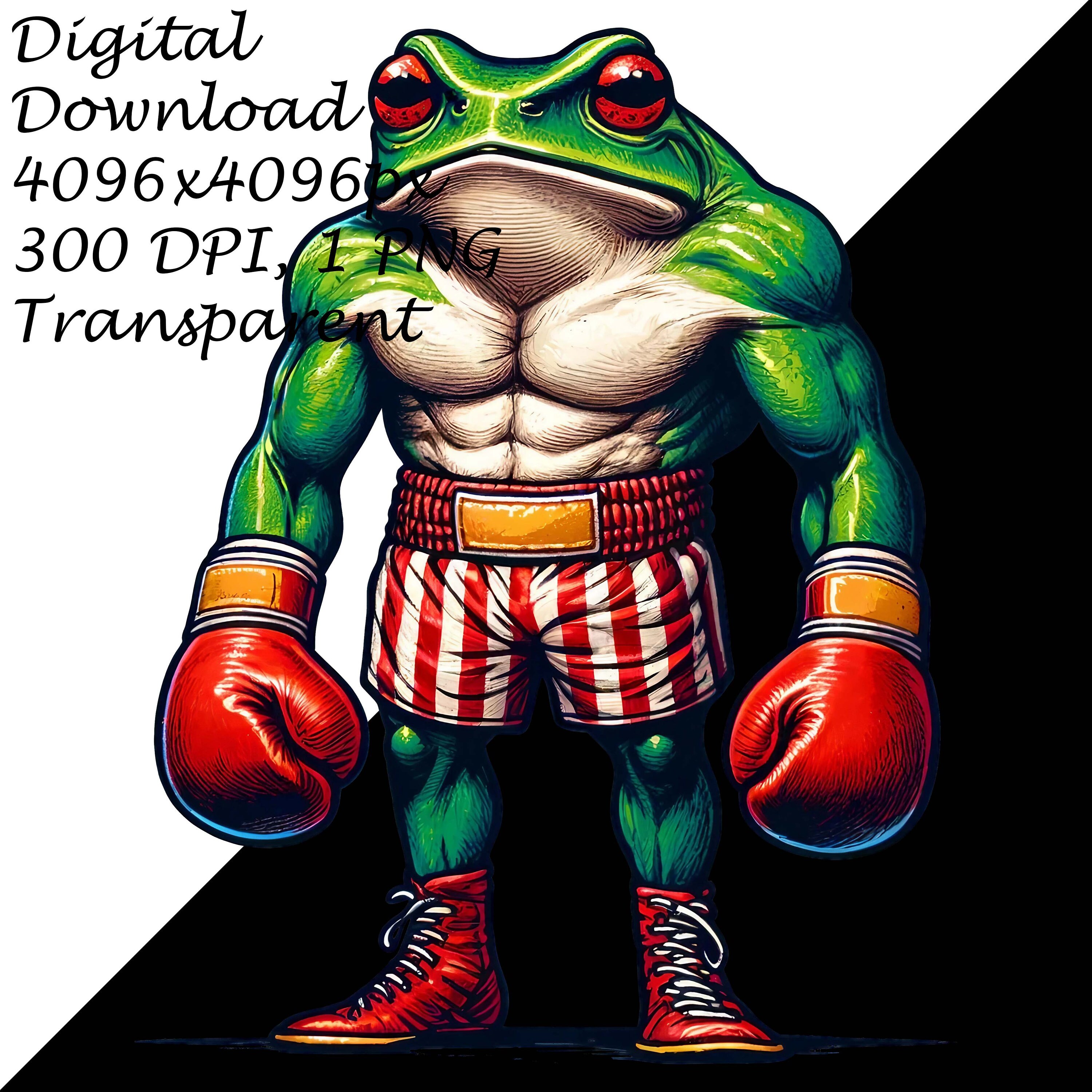 Strong Muscular Frog With Boxing Gloves PNG Clipart, Cartoon Animal Art ...