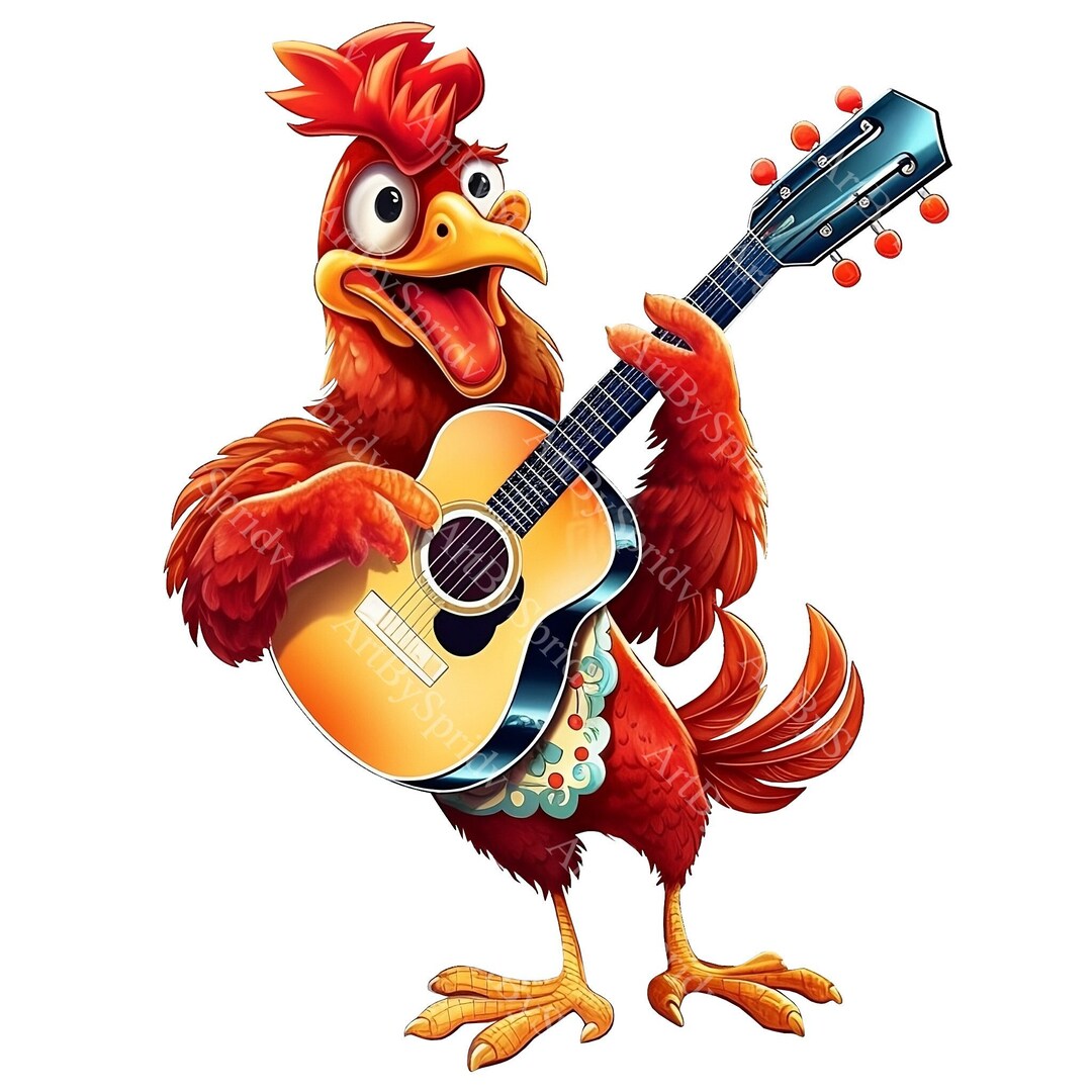 Rockstar Rooster Playing Guitar PNG, Transparent Clipart for Music ...