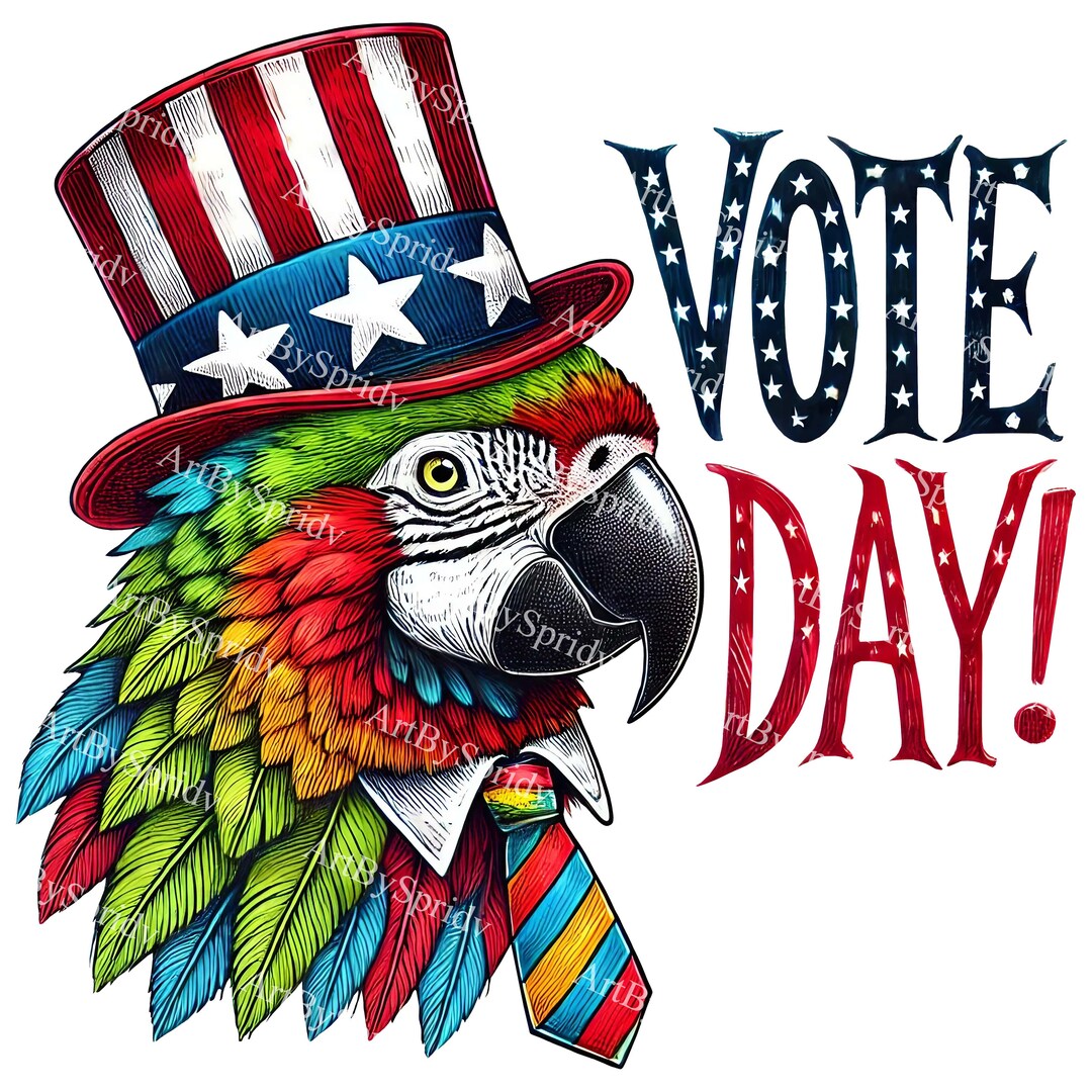 Vote Day Patriotic Parrot Clipart Png-election Day Voting With American ...