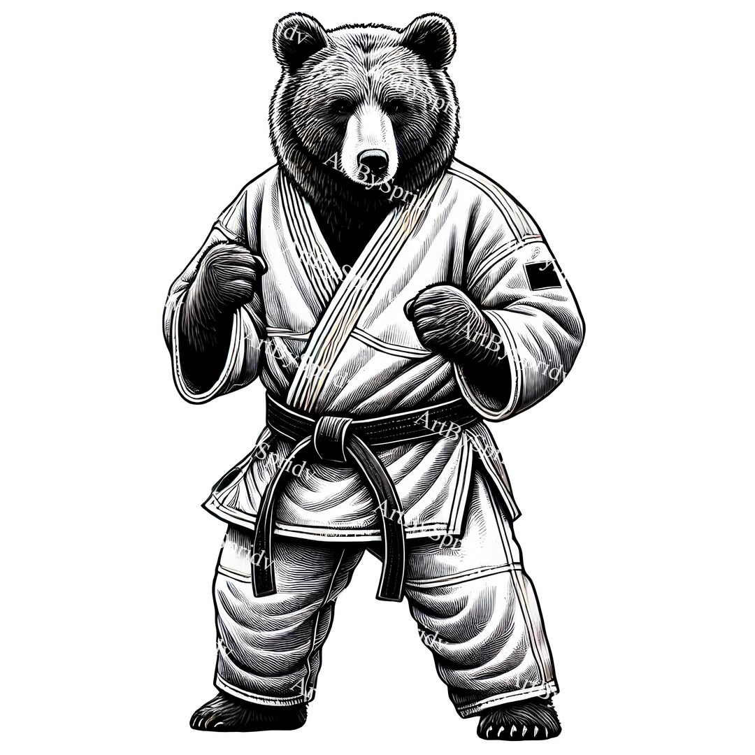 Martial Arts Bear Clipart PNG, Karate Bear Illustration, Judo Bear ...