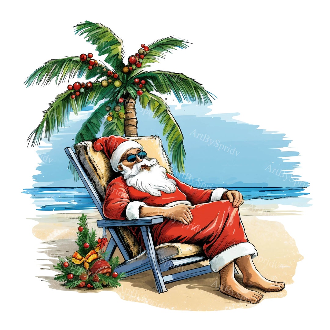 Tropical Santa Claus PNG Clipart | Beach Christmas Transparent Clip Art ...