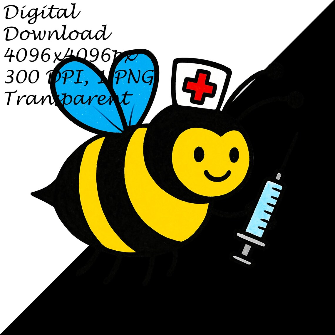 Nurse Bee PNG Clipart | Funny Bumblebee With Medical Hat and Syringe ...