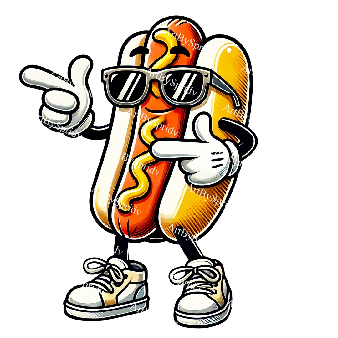 Cool Hot Dog Clipart PNG, Funny Hot Dog Character Design, Cartoon Hot ...