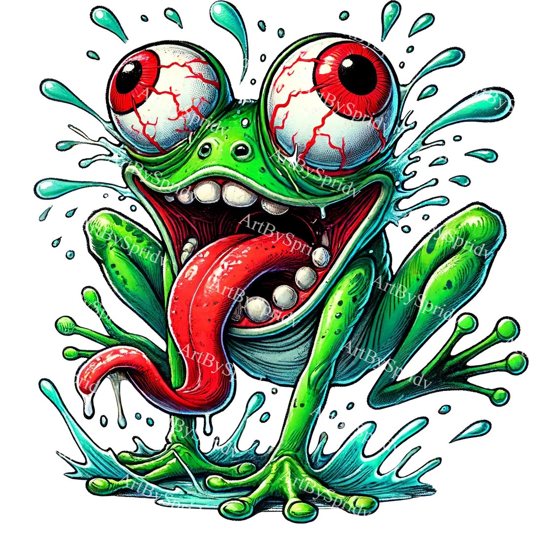 Funny Frog PNG Clipart With Bulging Eyes & Big Tongue | Fun, Quirky ...