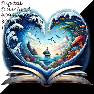 Ocean Adventure Heart-shaped Wave Art - Nautical Digital PNG Clipart ...
