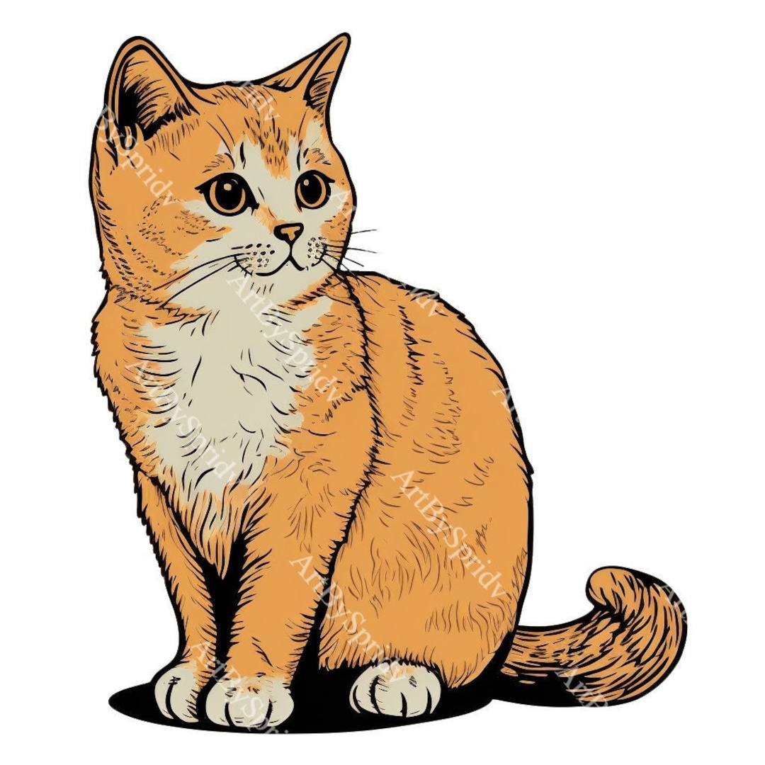 Adorable Orange Tabby Cat PNG Clipart, Transparent Art for DIY Craft ...