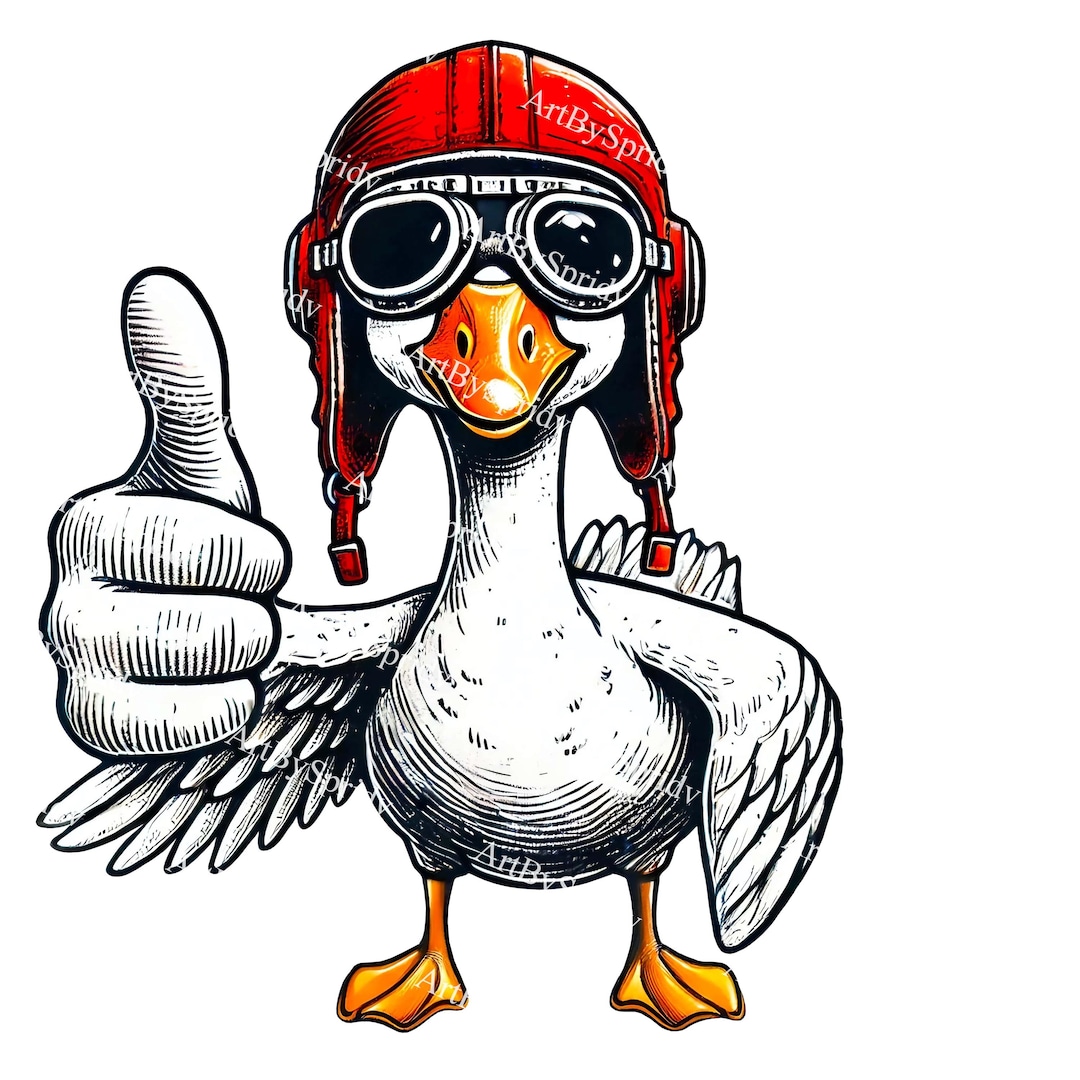 Pilot Goose Clipart, Cartoon Goose Thumbs up Transparent PNG, Aviator ...