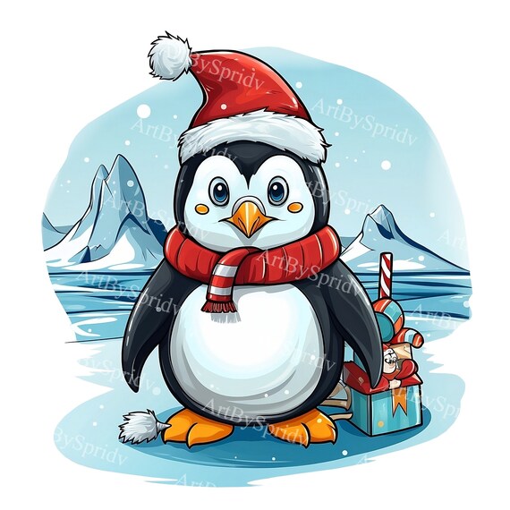 Cute Christmas Penguin Drawing
