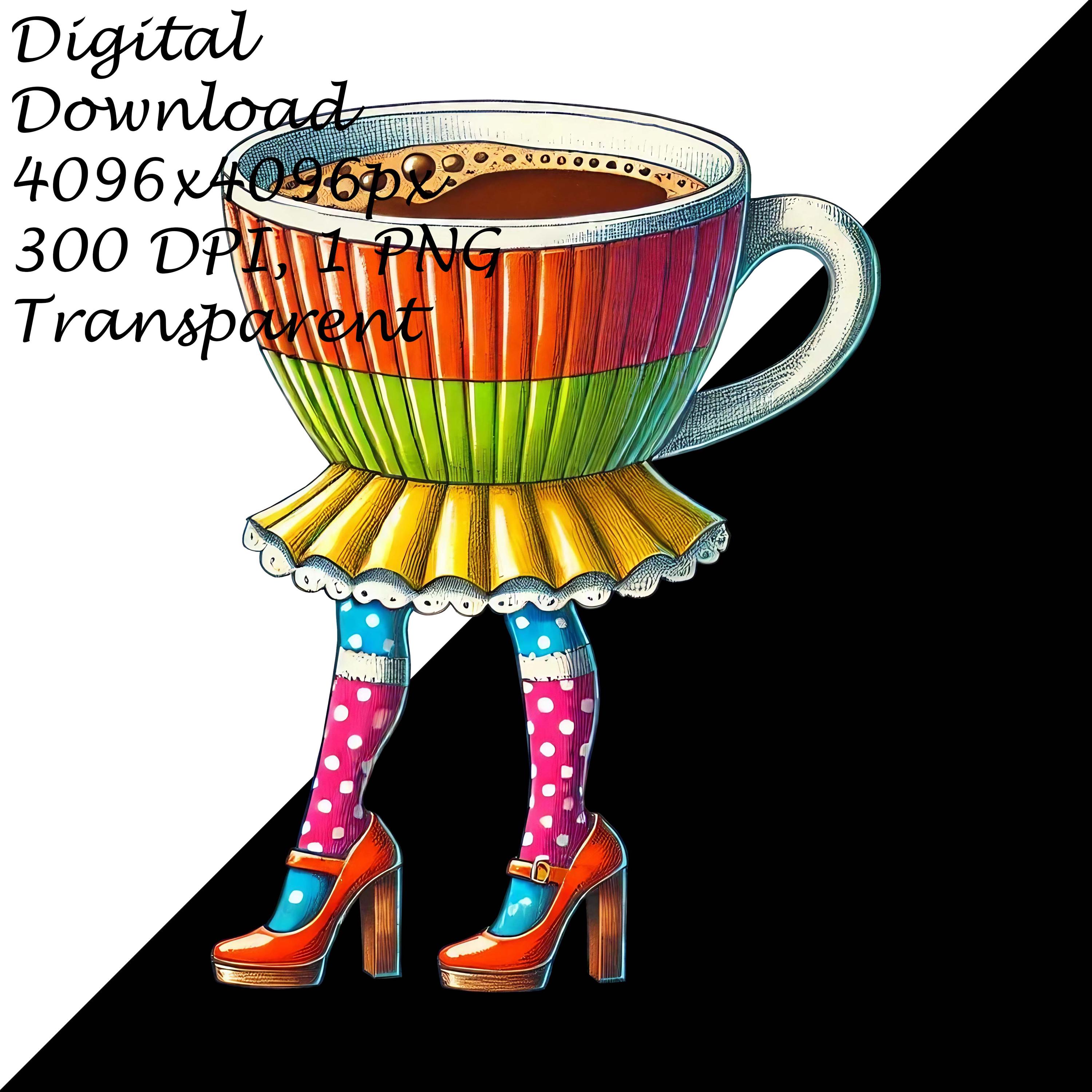 Quirky Coffee Cup With Legs PNG Clipart, Retro Tea Cup With Funky High ...