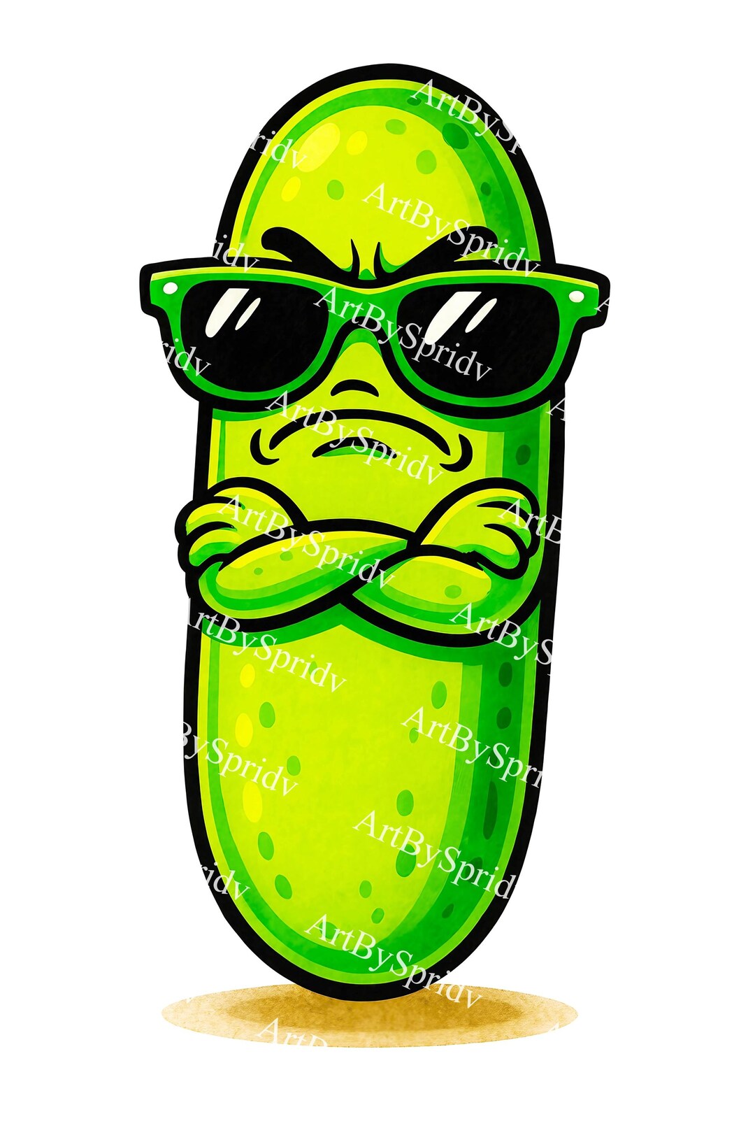 Cool Pickle PNG Clipart – Funny Cartoon Pickle With Sunglasses & Folded ...