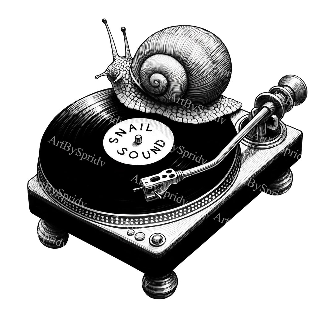 Whimsical Vinyl Record Player Clipart With Snail | Transparent PNG ...