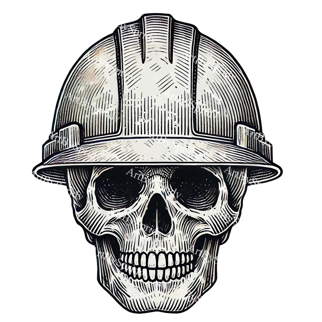 Industrial Skull Wearing Construction Hard Hat PNG Clipart for DIY ...