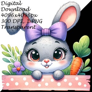 Easter Bunny Clipart PNG, Digital Download for DTG, T-shirt, Mug ...