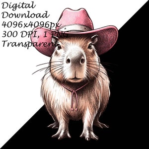 Capybara PNG Clipart in Pink Cowboy Hat|cute Farm Animal Illustration ...