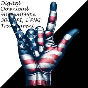 Patriotic American Sign Language 'I Love You' Hand Gesture Clipart ...