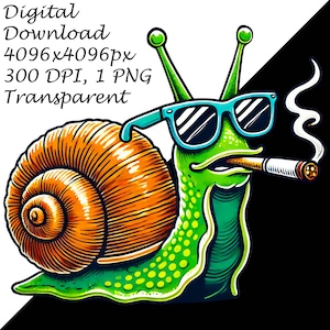 Quirky Snail Smoking With Sunglasses PNG Clipart, Cool Retro Vibes ...