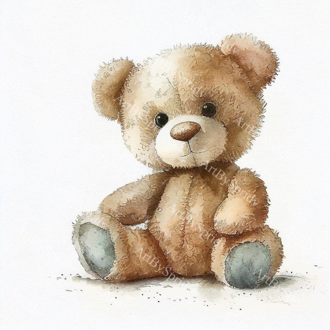 Funny Watercolor Teddy Bear Printable Art Print Instant Download Poster ...