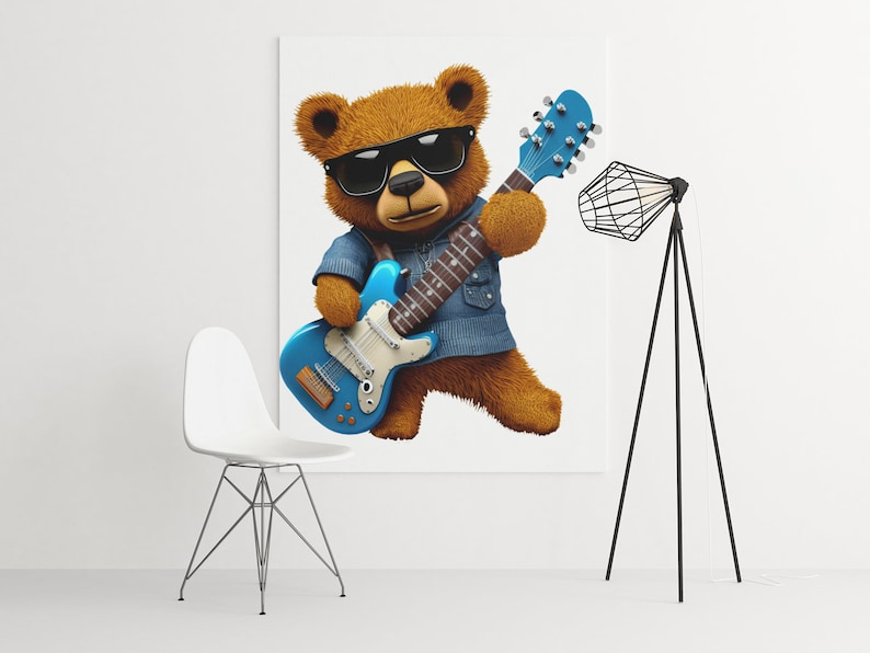 Cute Rockstar Guitar Teddy Bear PNG Clip Art-transparent Animal Clipart ...