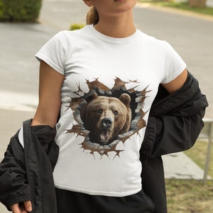 Realistic 3D Bear Breakthrough Wall Clipart – Transparent PNG Digital ...