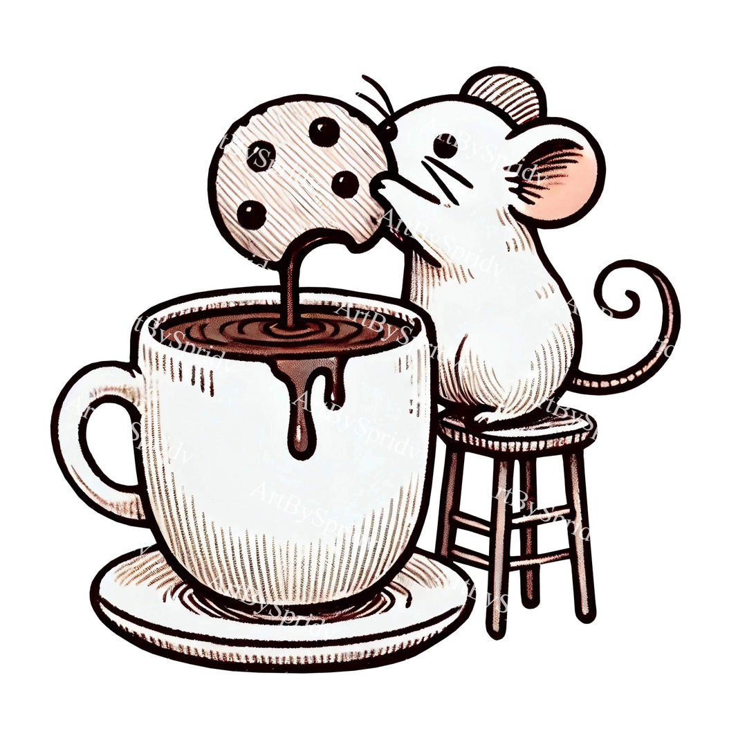 Mouse Dipping Cookie in Hot Chocolate PNG Clipart,cute Animal Christmas ...