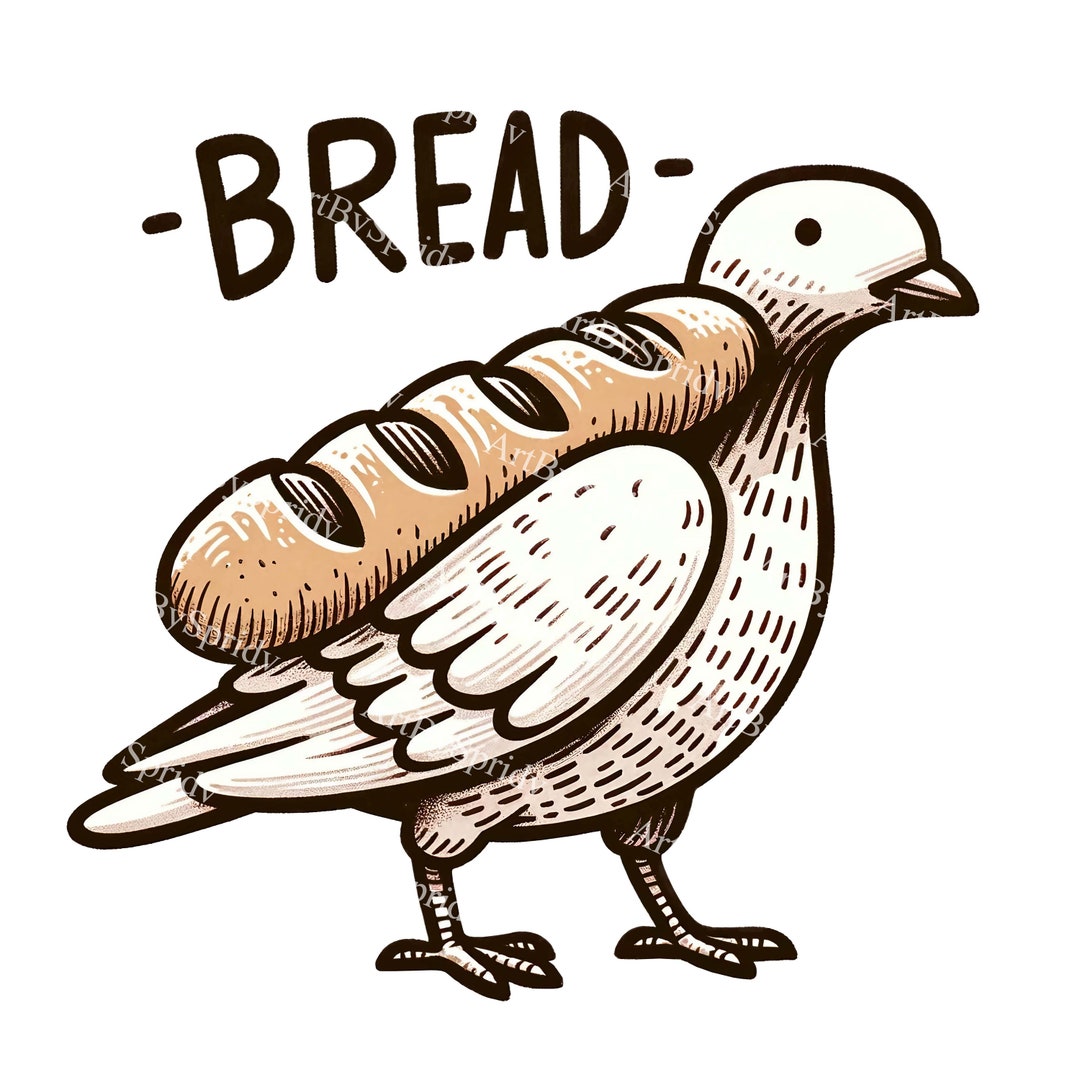 Whimsical Pigeon With Bread Loaf Download PNG Clipart - Fun Digital ...