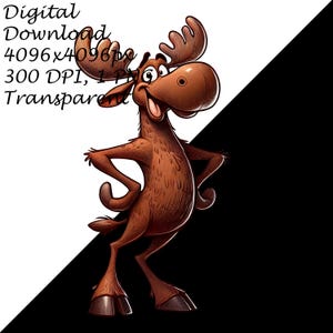 Cartoon Moose PNG, Playful Standing Moose Clipart, Whimsical Forest ...