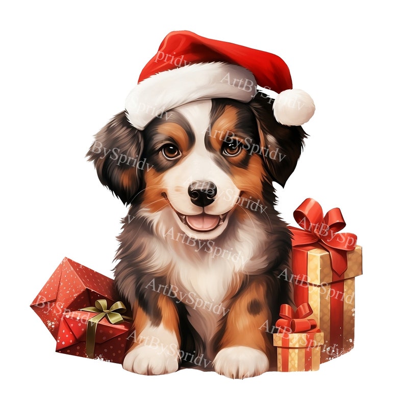 Christmas Dog PNG Clipart, Cute Puppy With Santa Hat, Holiday Pet ...